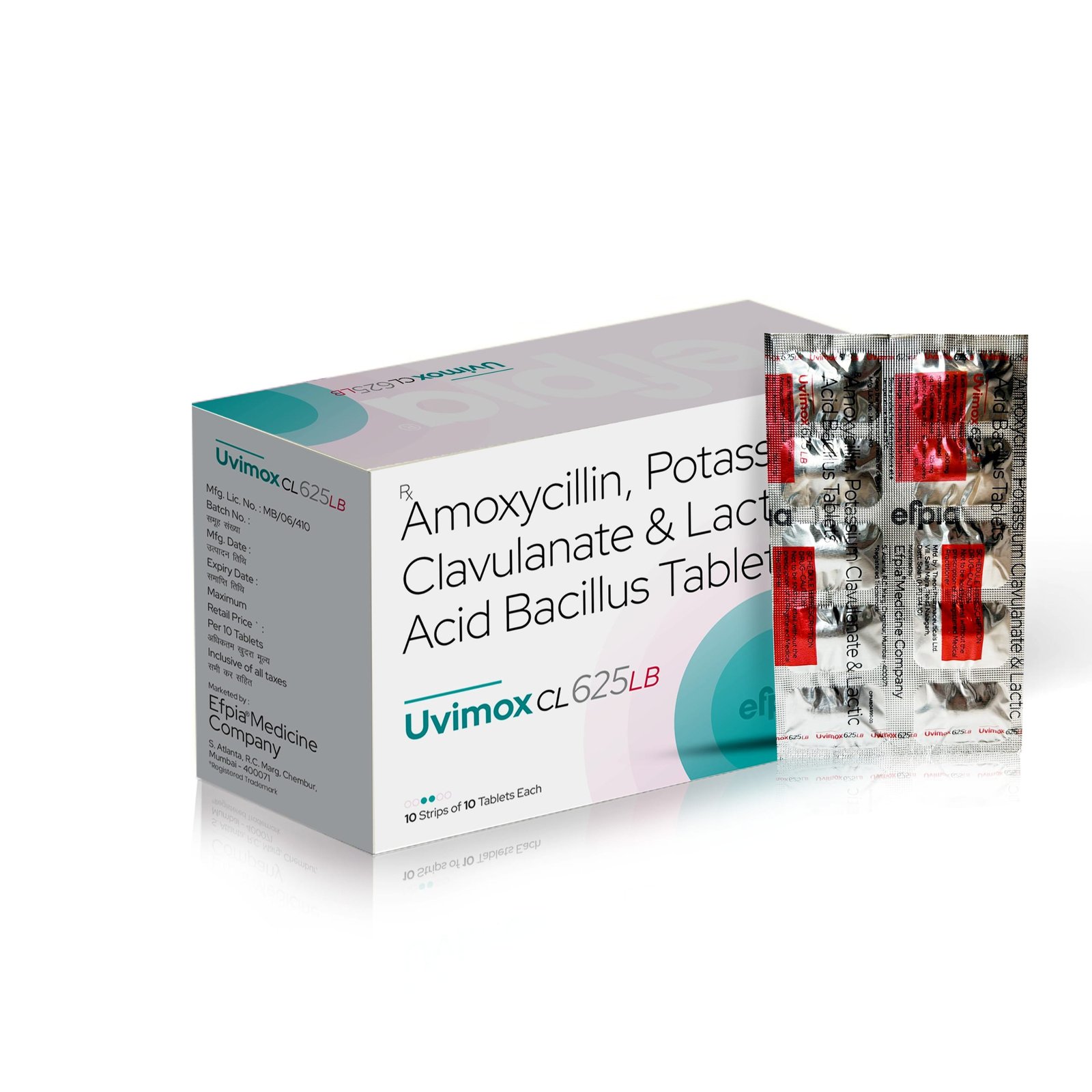 Amoxycillin Trihydrate 500mg + Potassium Clavulanic Acid125mg + Lactic Acid