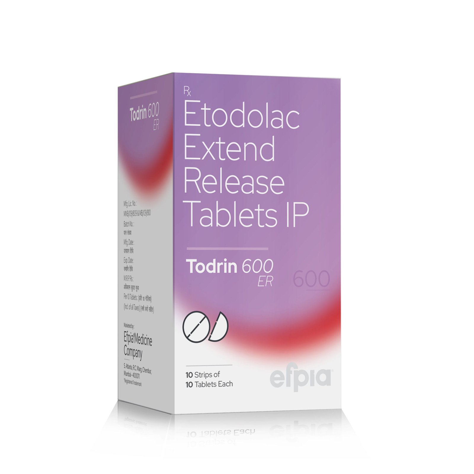 Etodolac 600 mg Extended Release Tablets - TODRIN 600 ER Tablets
